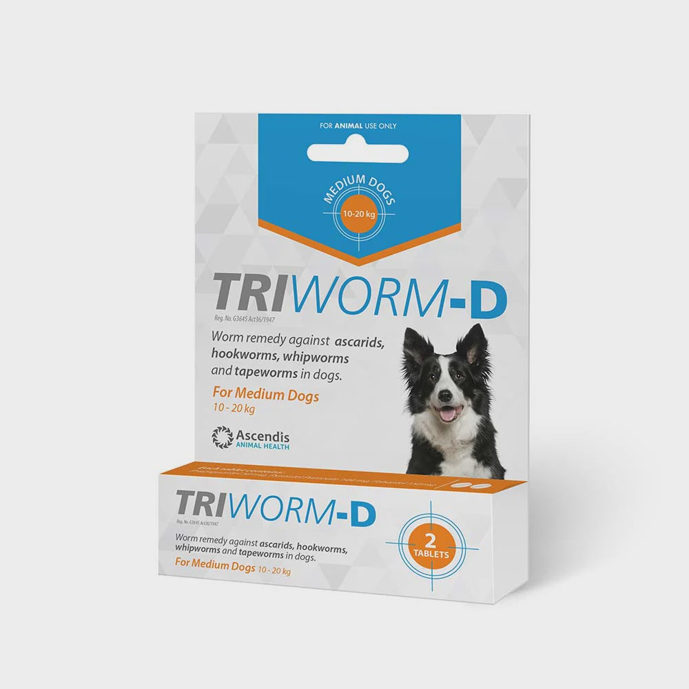 Triworm-D Dewormer for Medium Dogs (10-20kg) (2 tabs) – Good Boi Club